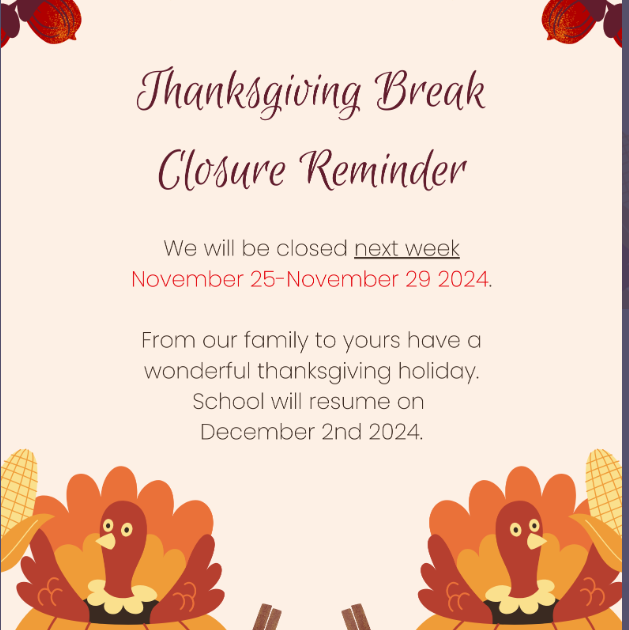 Thanksgiving Break Closure Reminder – Harmony Public Schools ...